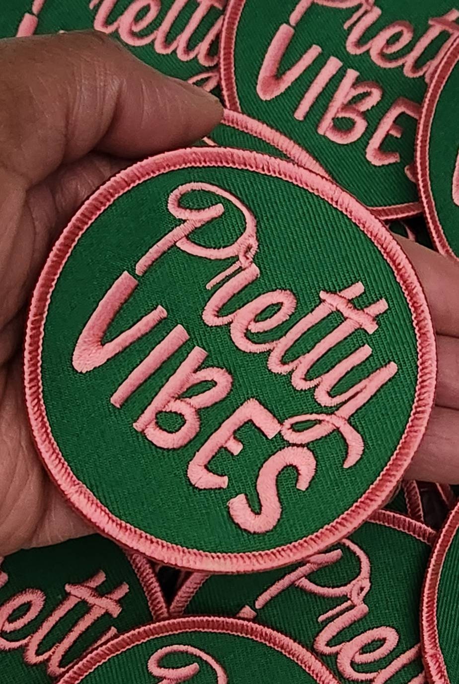 New, Adorable "Pretty Vibes," Popular Patch, Size 3", Pink & Green, Ci – PatchPartyClub