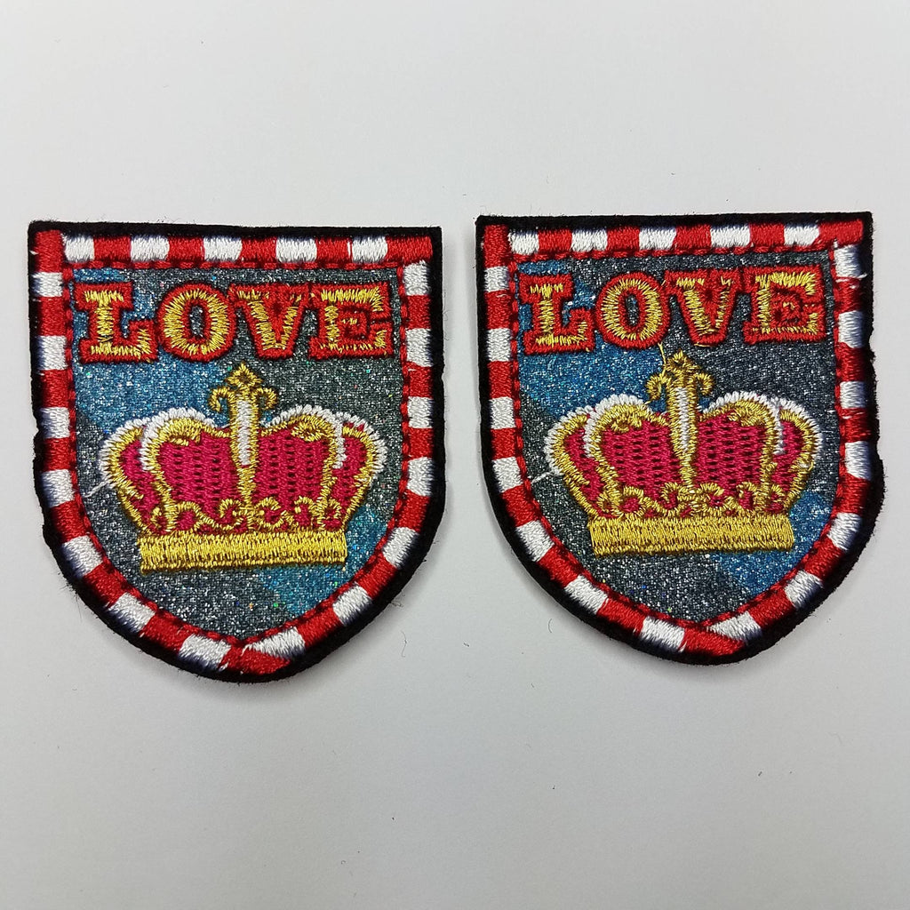 2-pc Set, "Love" Metallic Royalty Crest, Small Emblems, DIY, Embroider ...