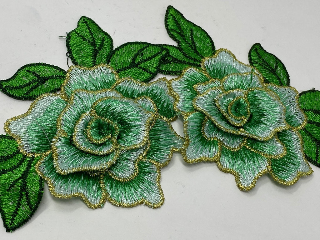 NEW, 2 pc set, Mint Green & Gold Roses (size 4-inches), matching lace ...