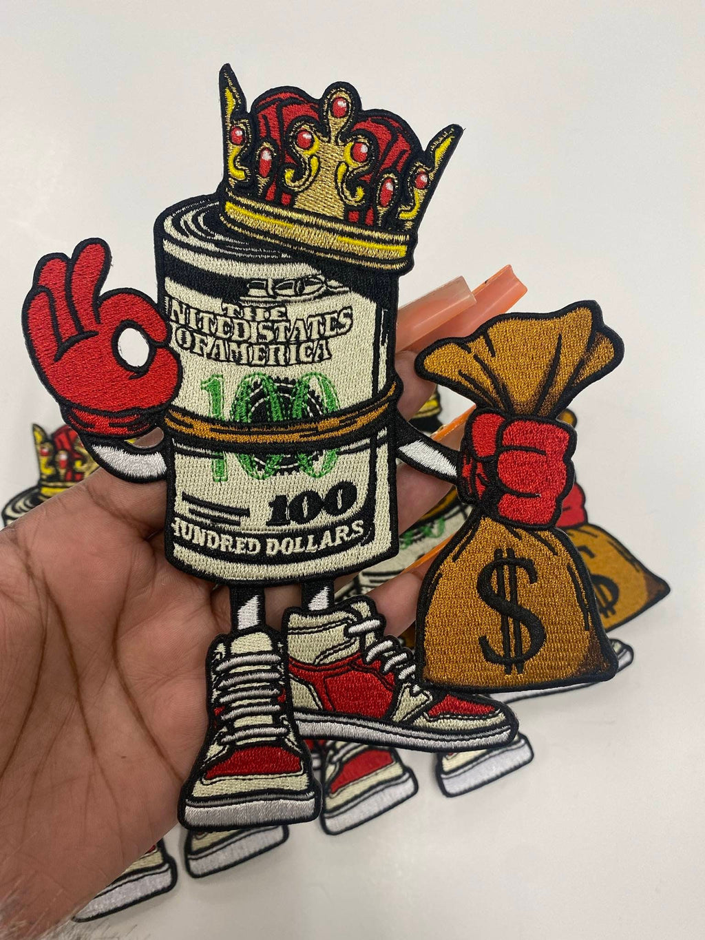 New Arrival, "Money Bag King" Bag Secured Patch, Size 6", Iron-on 100% ...